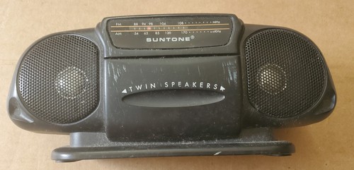 SUNTONE MODEL RR2500 TWIN SPEAKER TRANSISTOR MINI BOOMBOX RADIO PLAYS ...