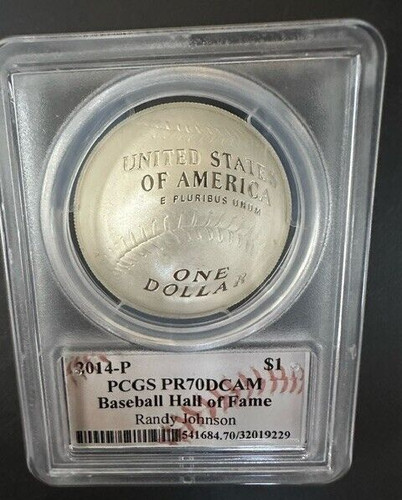 2014-P PCGS PR70DCAM Randy Johnson signed Baseball Hall of Fame Silver ...