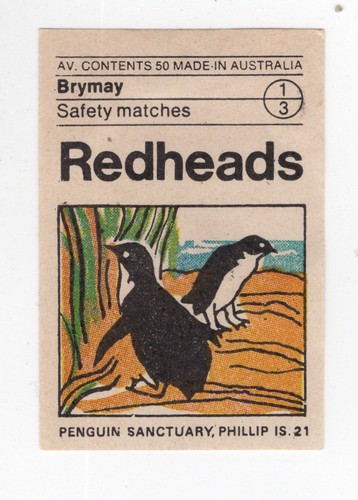 Australian Matchbox Label. Fairy Penguin Sanctuary Phillip Island ...