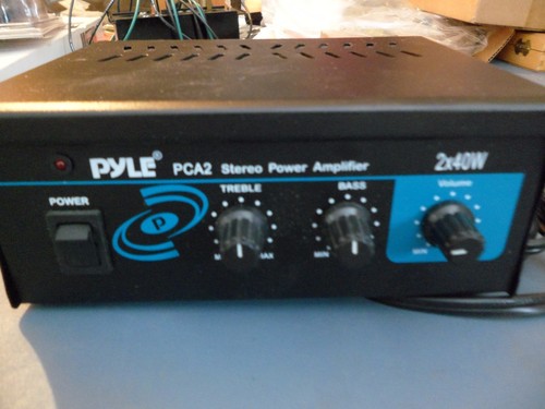 Pyle Audio PCA2 2x40 Watt Mini Stereo Power Amplifier w/Treble,Bass ...