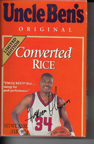1997 Hakeem Olajuwon Olympics Rockets Signed Uncle Ben’s converted Rice ...