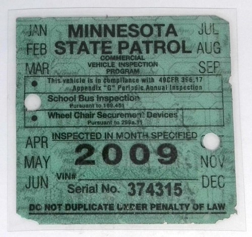 2009 Minnesota Commercial Vehicle Inspection Insurance Tax License ...