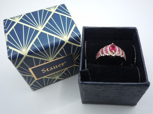 925 Sterling Gold over Silver STAUER Red Stone Ring Size 8.5 | eBay