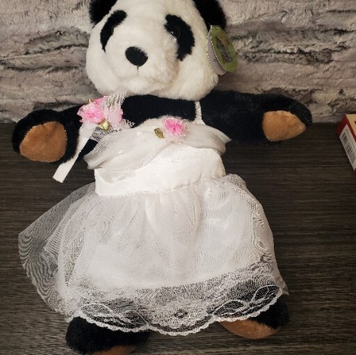 The Bear Mill Plush Panda Bear With White Wedding Dress Costume ...
