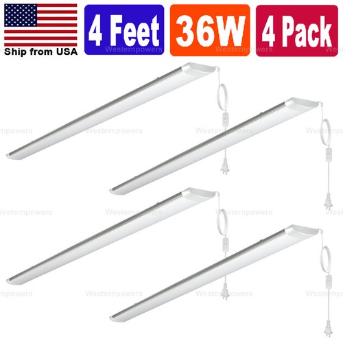 4 Pack LED Shop Light Utility Ceiling Garage Workshop Easy Mount LED ...