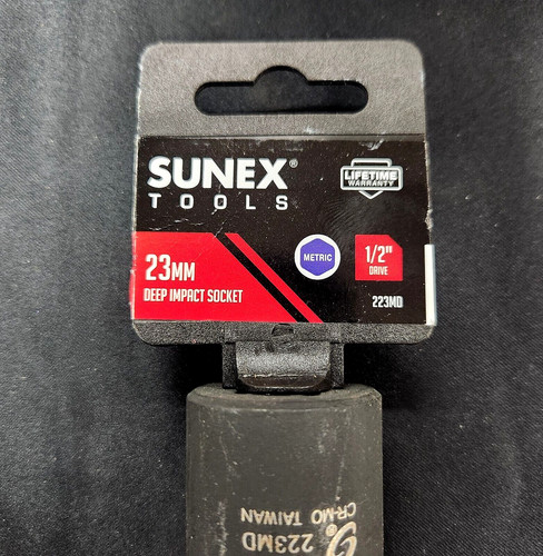 QTY 1 NEW SUNEX 223MD 1/2" DRIVE 23MM" DEEP IMPACT SOCKET 6PT BLACK ...