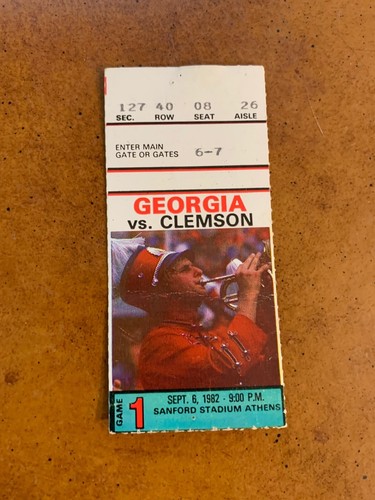 1982 Georgia Bulldogs v Clemson Tigers Football Ticket Terry Hoage ...