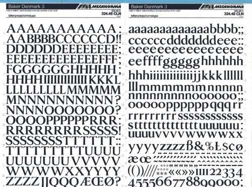 MECANORMA Dry Transfer Lettering Sheet, Letraset #552 BAKER DANMARK ...