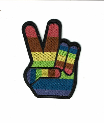 3" Rainbow Peace Sign Hand Patch Iron on Embroirderd patches USA Pride ...