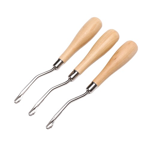 Wooden Handle Crochet Needle Latch Hook Puller Tool For Canvas Rug Mats ...