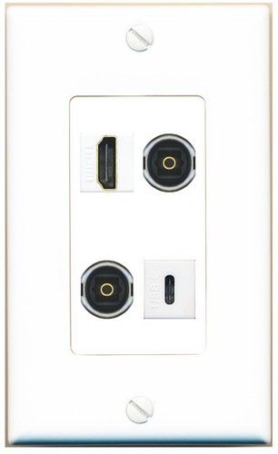 [4 Ports] HD 2 TOSLINK USBC Wall Plate DecorZ White | eBay