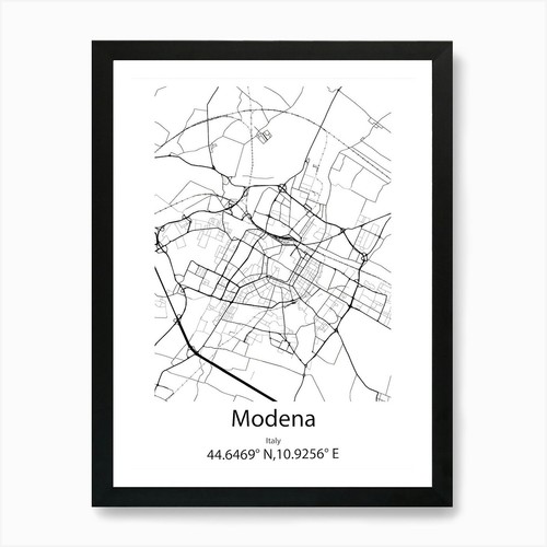 Modena,Italy Minimalist Map Art Pri Framed Wall Art Poster Canvas Print ...