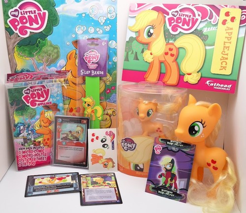 MY LITTLE PONY LOT APPLEJACK Brushables, Foil Card, Bracelet, Comic ...