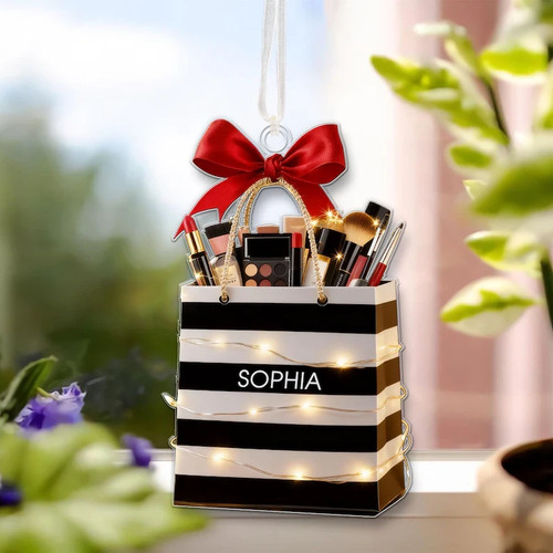 Custom Makeup Ornament with Name, Personalized Beauty Brush Christmas ...