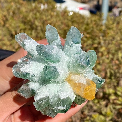 Green Ghost Citrine Crystal symbiosis Cluster Mineral Specimen Healing ...