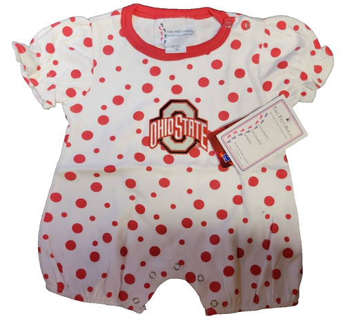 Two Feet Ahead Baby Ohio State Buckeyes Polka Dot Romper 12 Months New ...