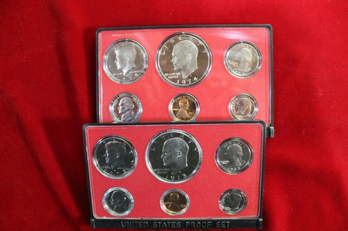 2- U.S. MINT CLAD PROOF SETS, 1-1973-S & 1-1974-S, NO COA OR PACKAGING ...