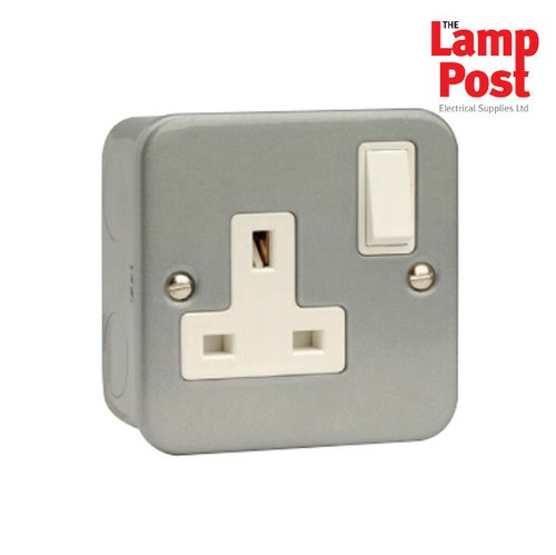 5 x Metalclad Single Socket 1 Gang METALCLAD 1G 13 Amp & Back Box ...