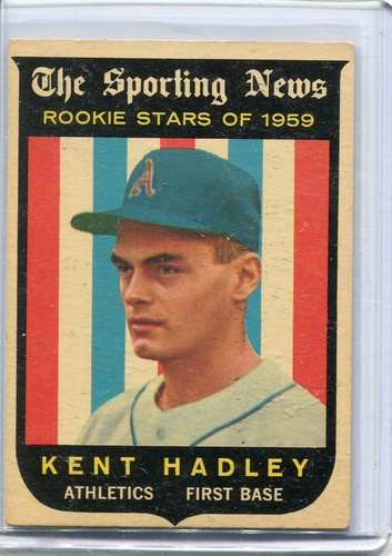 1959 Topps Baseball Card Kent Hadley ROOKIE Kansas City Athletics Near ...