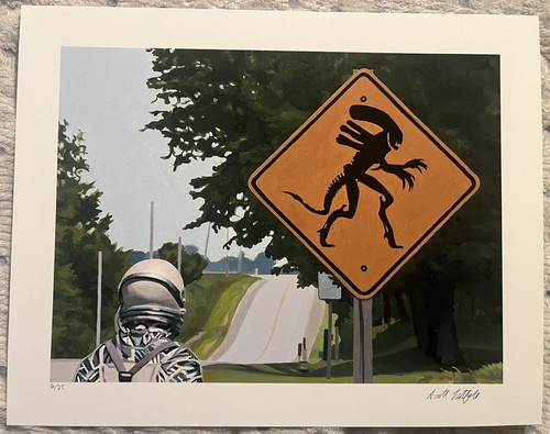 SIGNED Alien Crossing Art Print Poster Scott Listfield Gallery 1988 ...