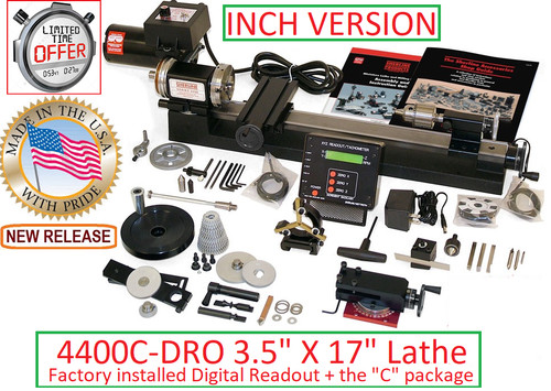 SHERLINE 4400C-DRO 3.5" X 17" LATHE INCH Factory installed DRO ...
