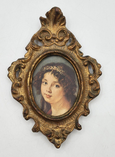 8" Vintage gilt wall gold gesso wall art frame portrait noble woman | eBay
