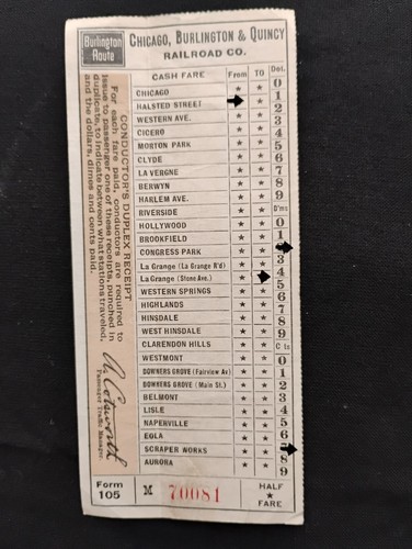 BURLINGTON CB&Q COMMUTER CASH RECEIPT ca 1938••$4.95••free ship | eBay
