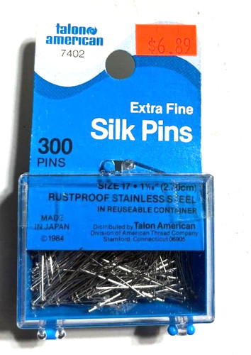 VTG,Xtra Fine Silk Pins, Talon American, 300 ct, Stainless Steel, Japan ...