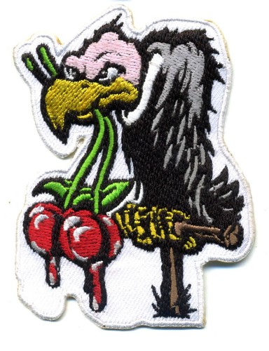 Vulture Buzzard cherry patch badge hot rod motorcycle jacket vest ...