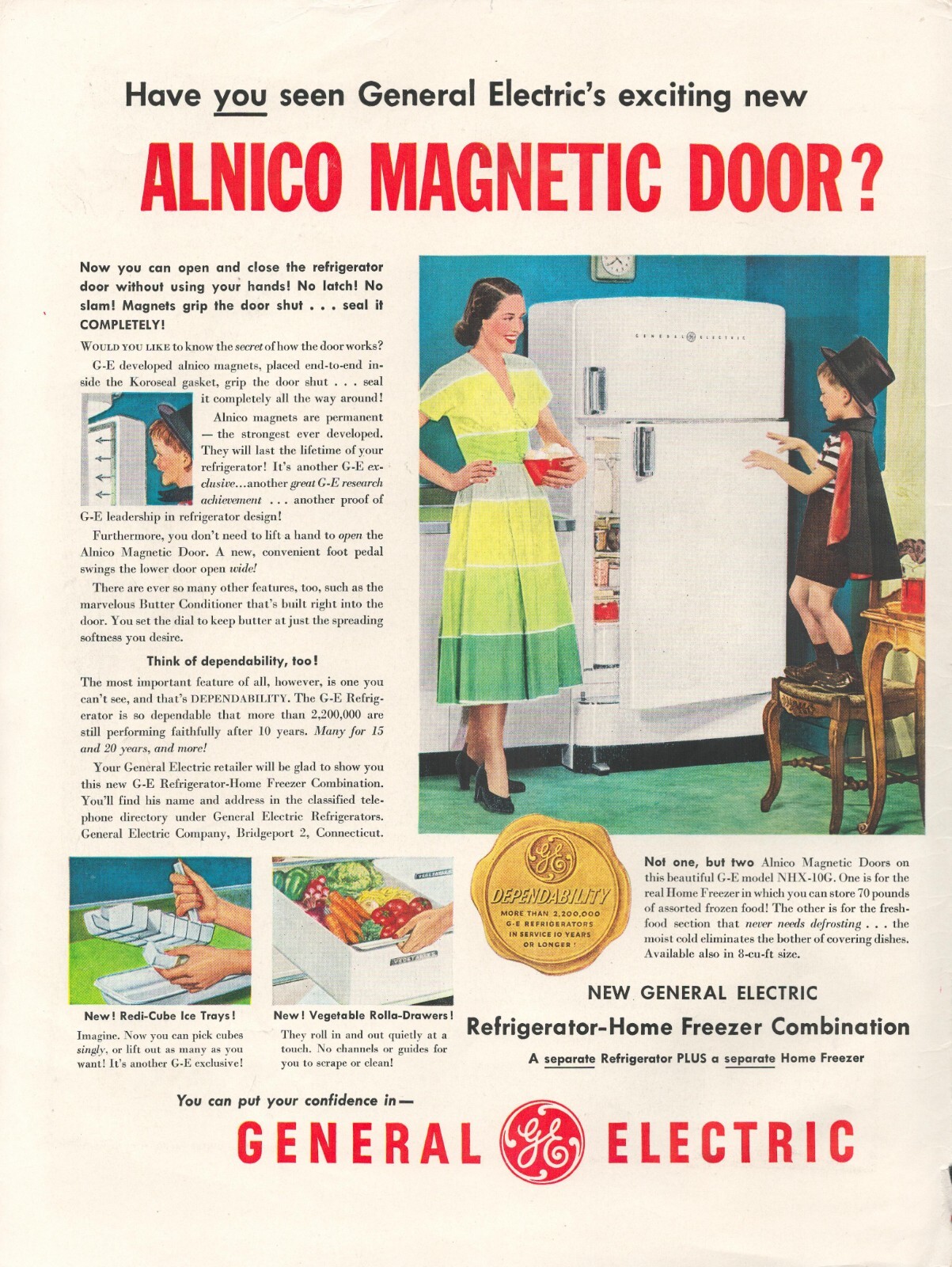 1965 General Electric GE Americana Refrigerator Freezer vintage print ...