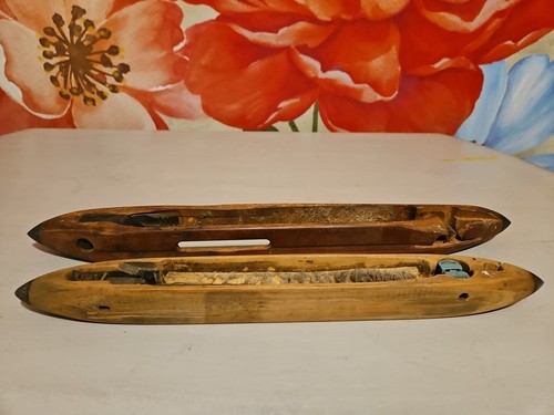 Set Of 2 Antique Wooden Weaving Loom Boat Shuttles For Bobbins | eBay