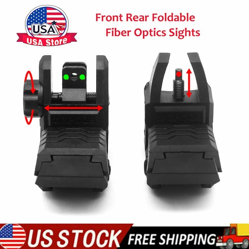 Tactical Polymer Foldable Fiber Optics Iron Sights Flip-up Front and ...