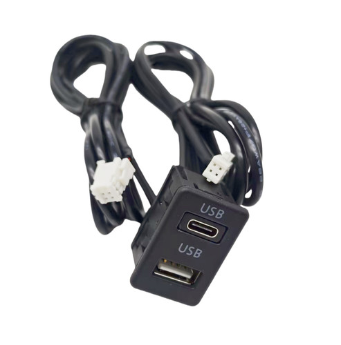 Dual USB Port Panel Interface Extension Cable Adapter Mount Kit Car ...