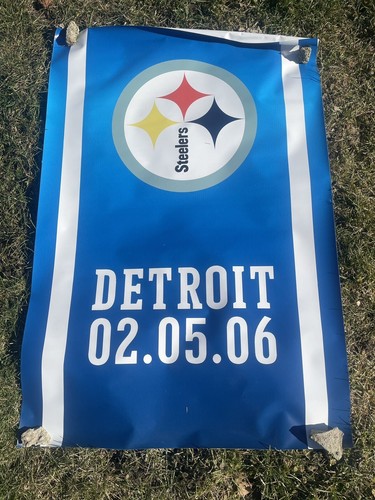SUPER BOWL XLX PITTSBURGH STEELERS AFC CHAMPIONS DETROIT BANNER. 24x36 ...