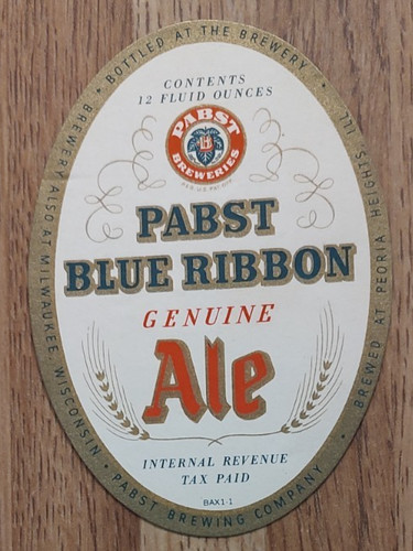 One Unused 12 Ounce Pabst Blue Ribbon Genuine ALE Label Pabst Brewing ...