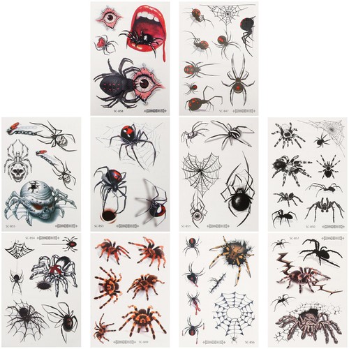 10 Sheets Spider Stickers Halloween Face Decals Spider Temporary ...