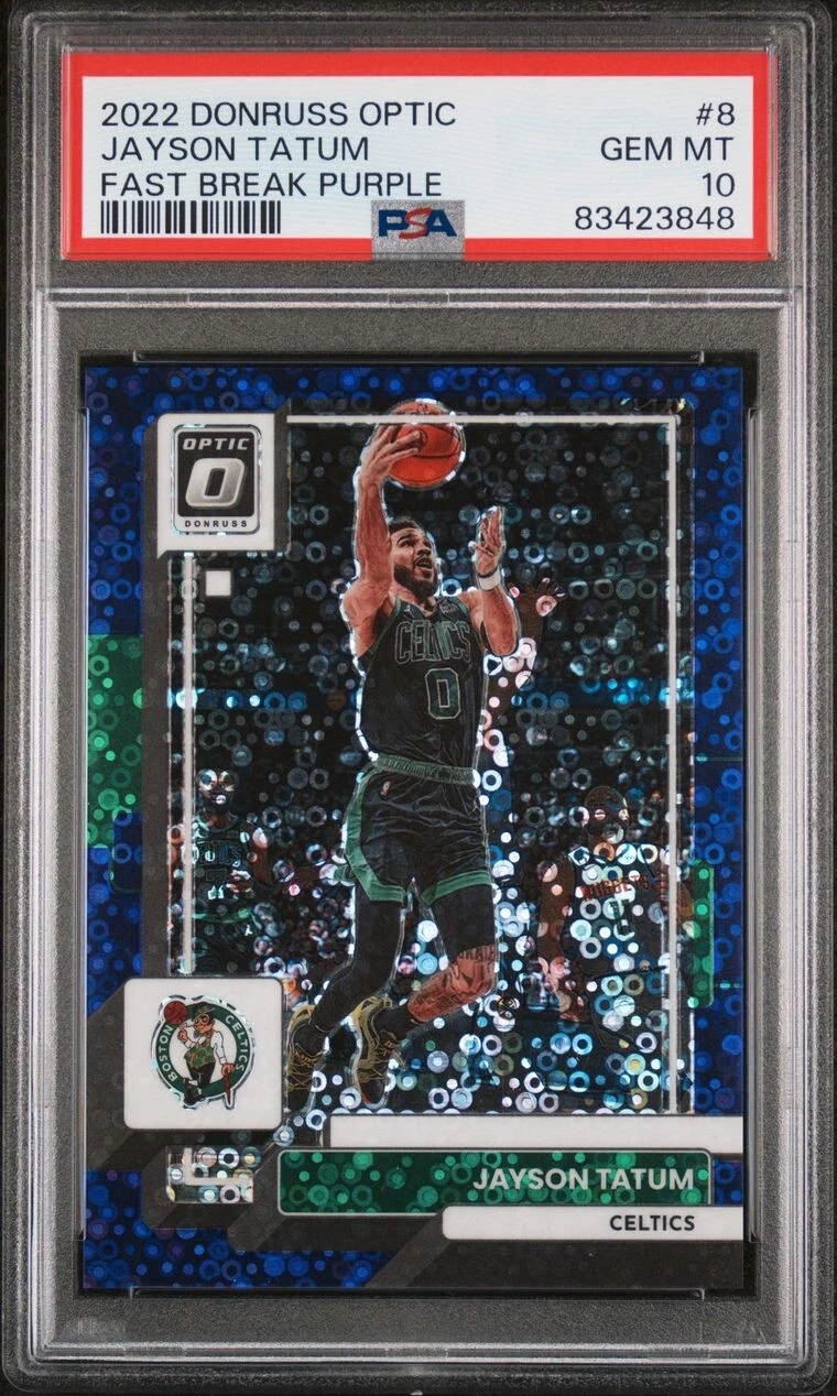 Jayson Tatum 2022 Optic #8 Fast Break Purple /99 PSA 10 Price Guide ...