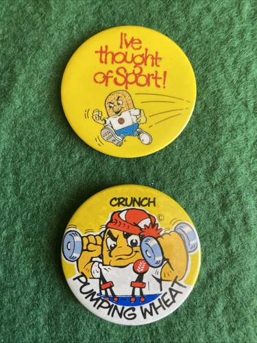 Weetabix Men 1980s Pin Badges x 2 : Crunch Pumping Wheat & I’ve Thought ...