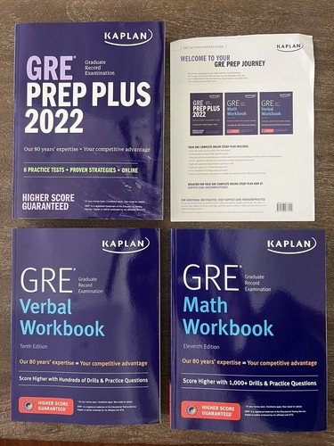 Kaplan GRE Prep Plus 2022 with Math and Verbal Workbook - Never used | eBay