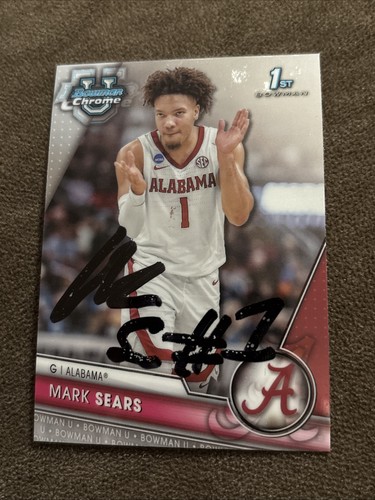 Signed On Card 2023-24 Bowman University Chrome - #72 Mark Sears (RC ...
