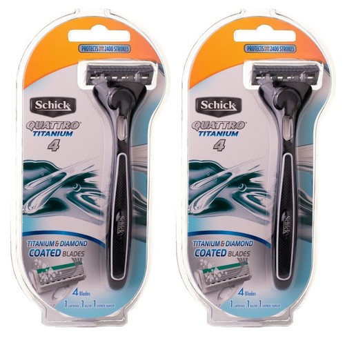 PACK OF 2 Schick Quattro Titanium Razor & Cartridges 1 Razor, 1 ...