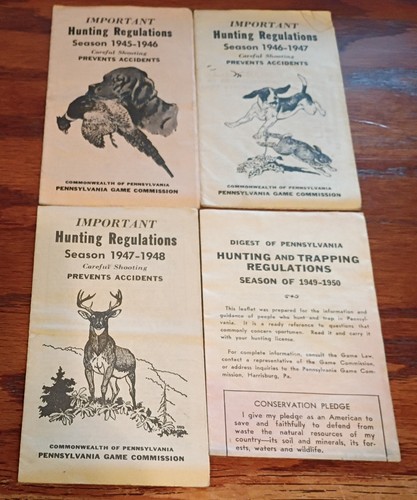 1945 1946 1947 1949 Pennsylvania Hunting License Regulations 1940s ...