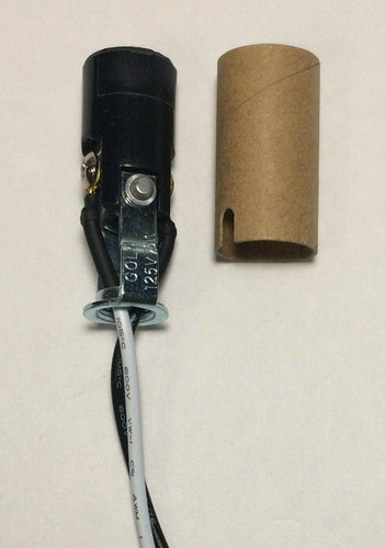 New 2" Phenolic E12 Keyless Candelabra Socket, 10" Wire Leads, 1/8 IP ...