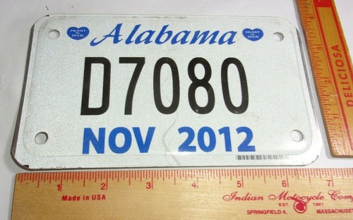 2012 Alabama dealer motorcycle license plate vintage collectible biker ...