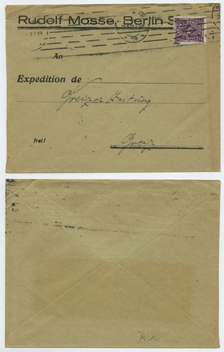 99561 - Beleg Rudolf Mosse - Berlin 23.6.1922 nach Greiz - Greizer ...