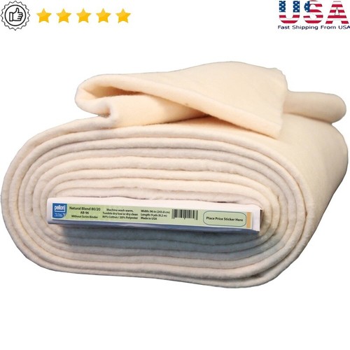 80/20 Cotton Polyester Quilting Batting Craft Material 96in x 9yd No ...