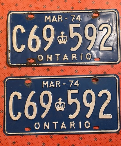 1974 Ontario Canada License Plate Pair Set 74 | eBay