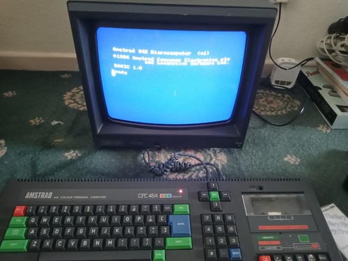 amstrad cpc 464 computer, Amstrad colour screen, joystick and into ...