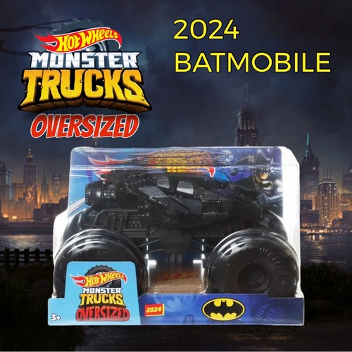 2024 Hot Wheels Monster Trucks Oversized DC Batman BATMOBILE 1:24 Dark ...