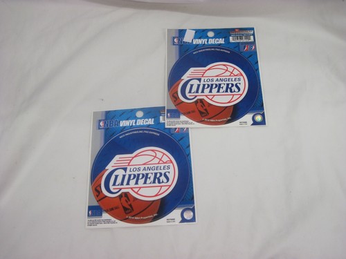 LOS ANGELES CLIPPERS ROUND BASKETBALL DECAL LOT OF TWO 4 1/2" PEEL AND ...
